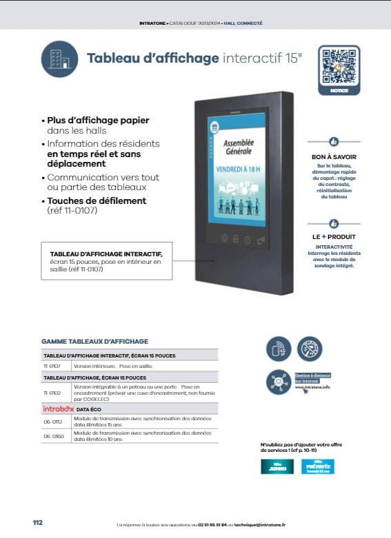 Tableau d'affichage interactif 21'' - 11-0106 - Intratone