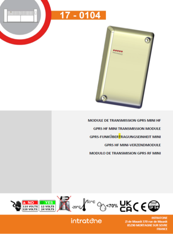 06-0129 Intrabox Data 4G mini HF récepteur intégré - Intratone