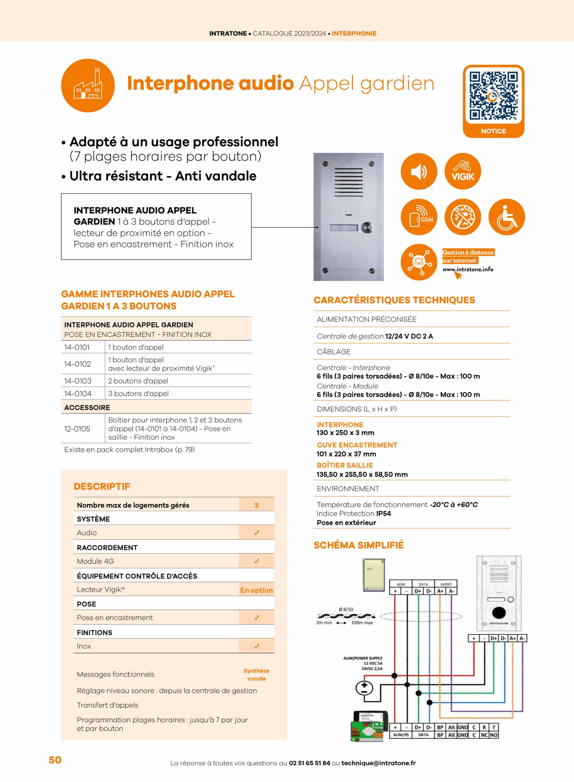 Interphone audio appel gardien - Intratone