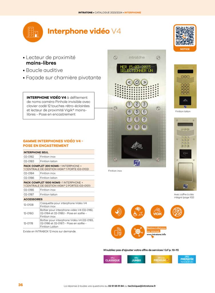 Interphone vidéo V4 - Intratone