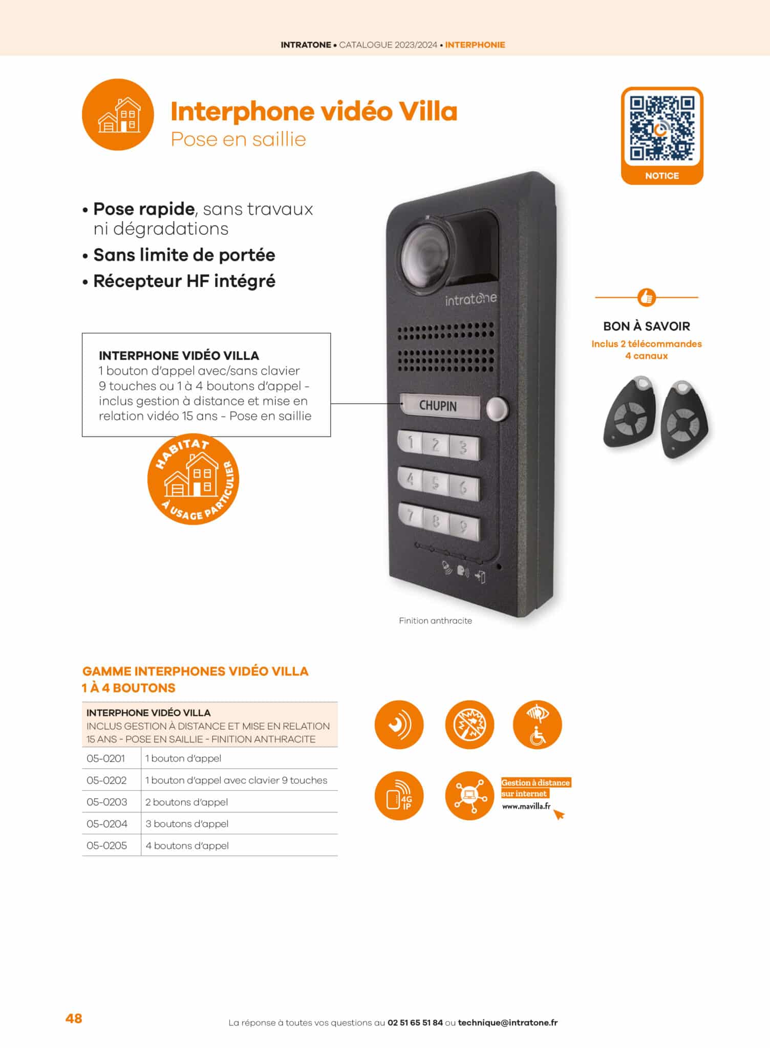 Interphone vidéo Villa - Intratone