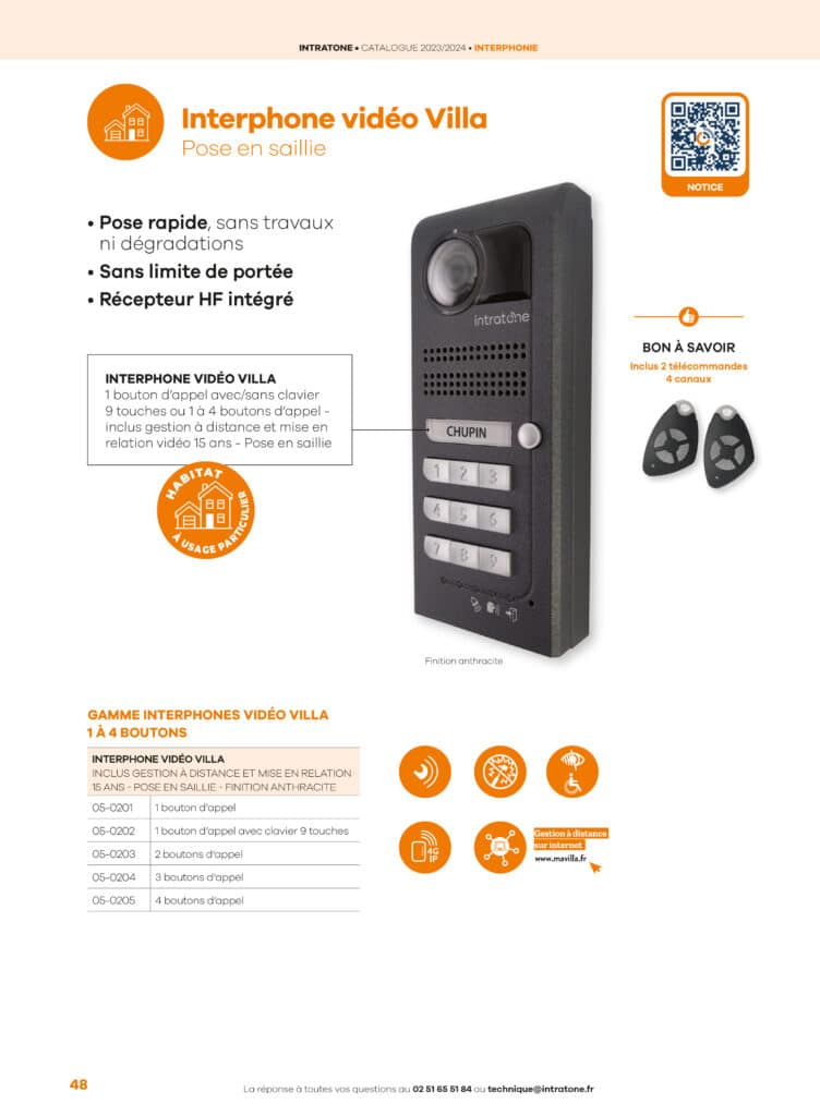 Interphone vidéo Villa - Intratone