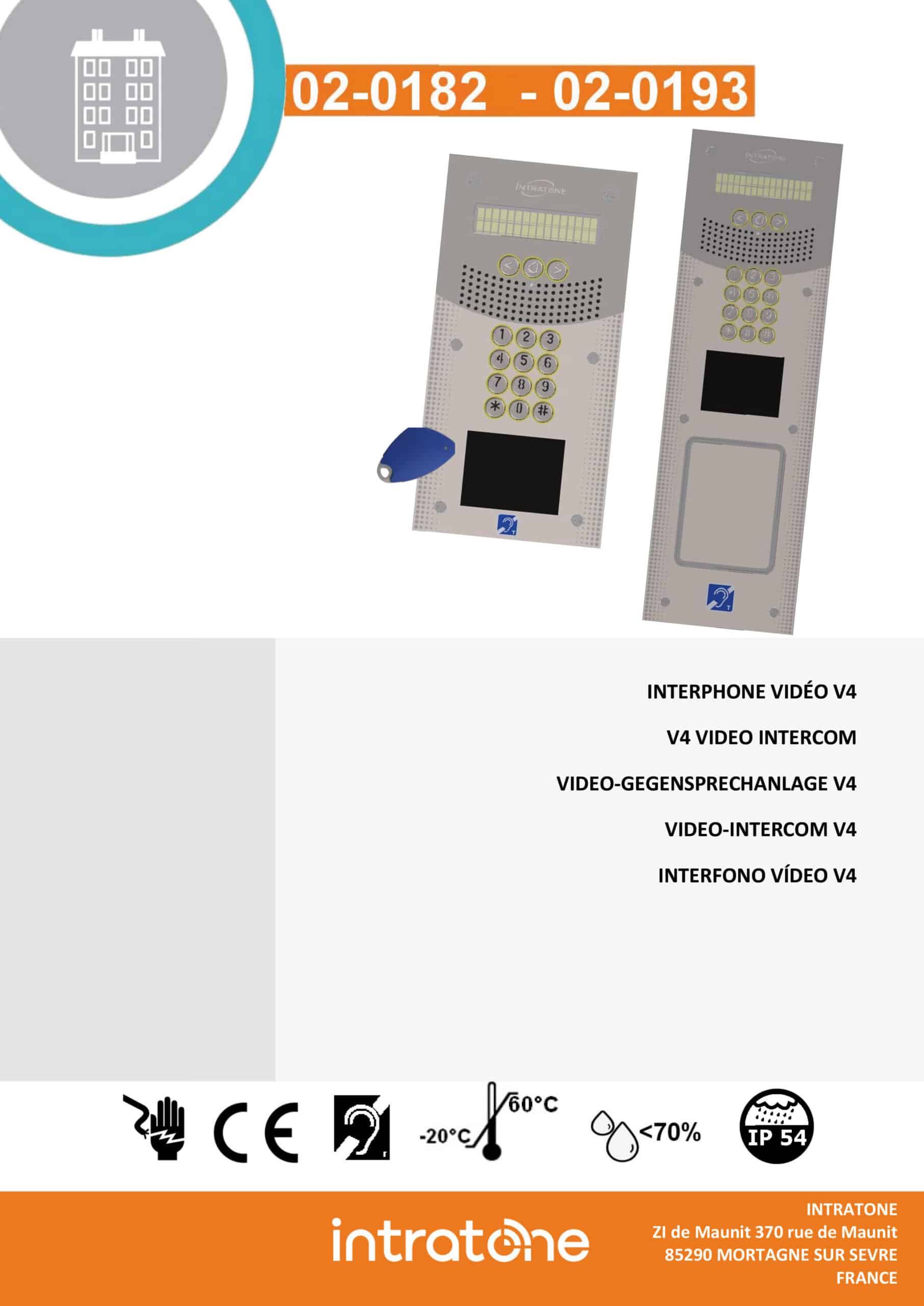 Interphone vidéo v4 avec coffre à clés - Intratone