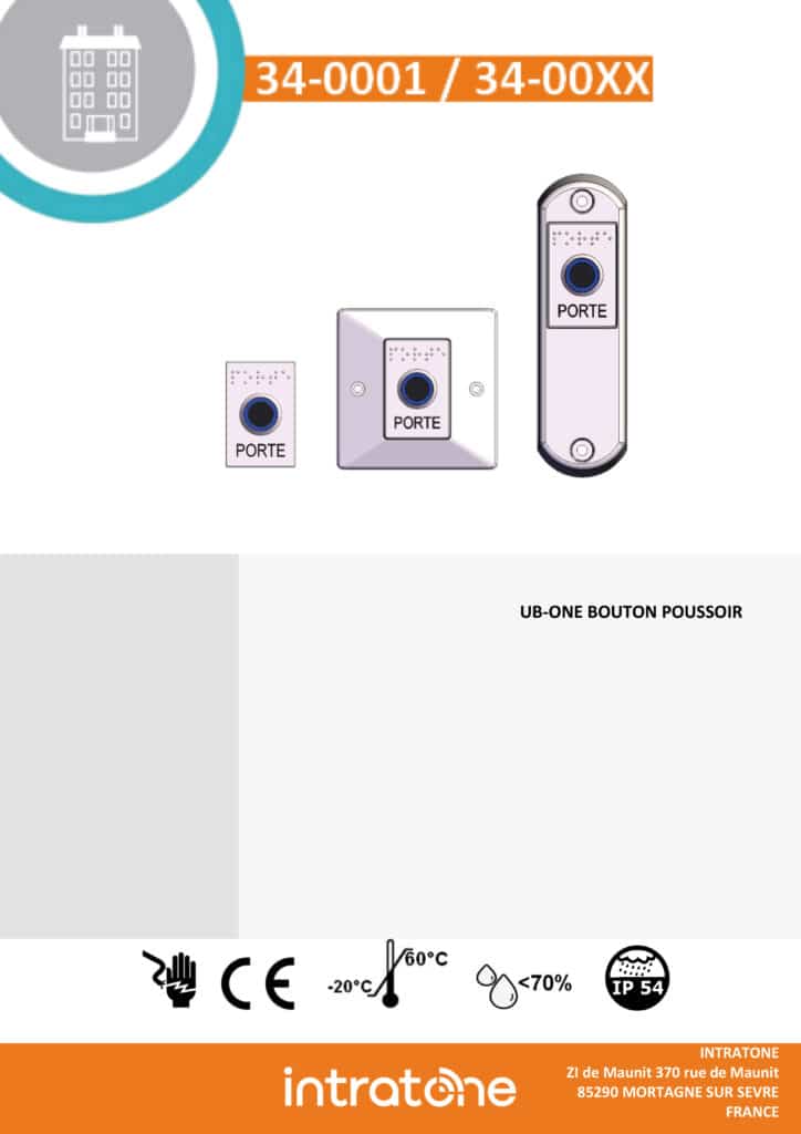 Bouton poussoir sans contact UB-one - Intratone