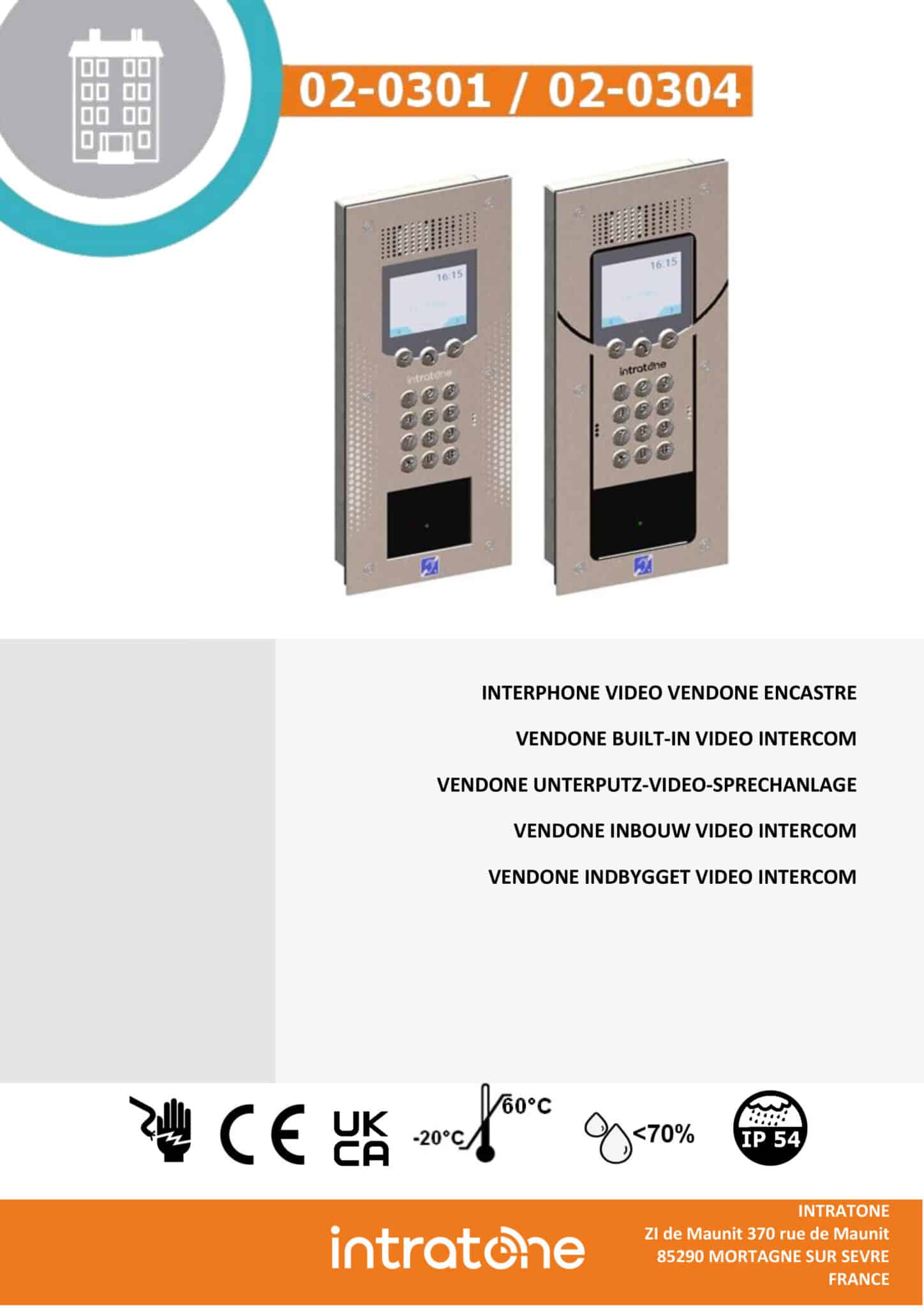 Interphone Vidéo Vendone - Intratone