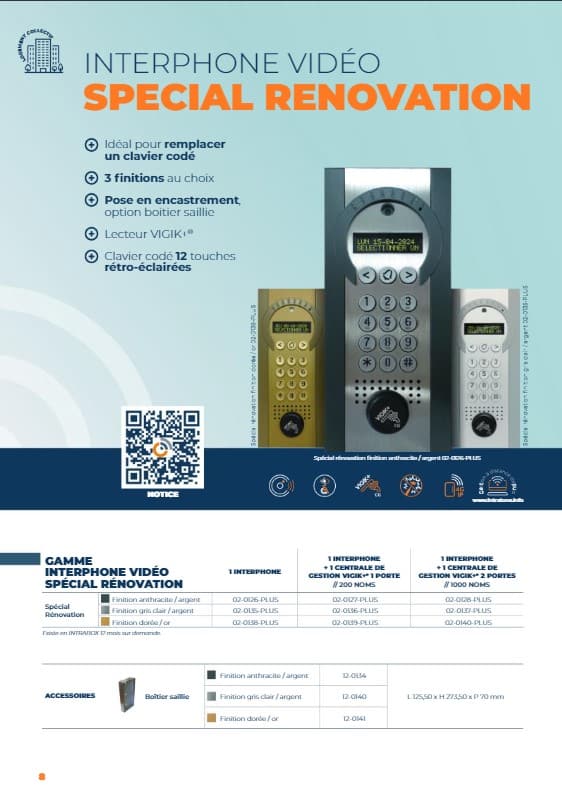 Interphone vidéo spécial rénovation - Intratone